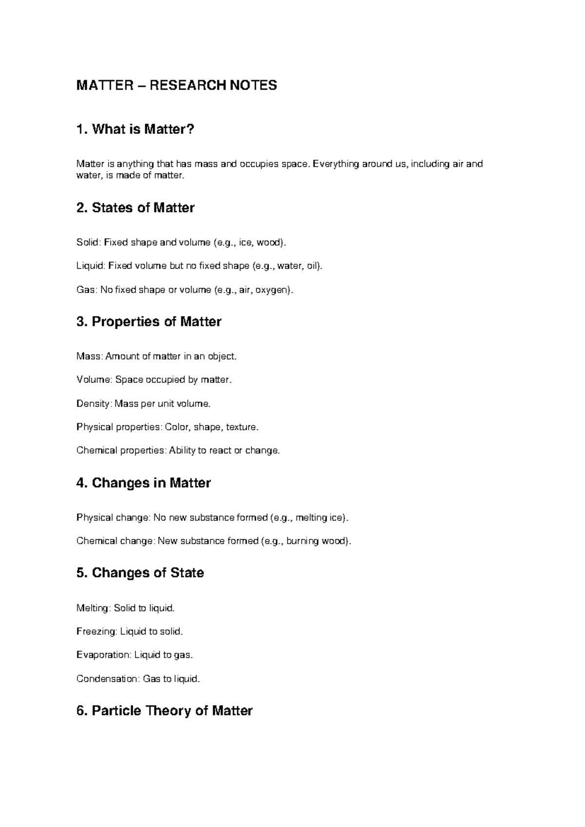 MATTER RESEARCH NOTES: Understanding States and Properties - Studocu