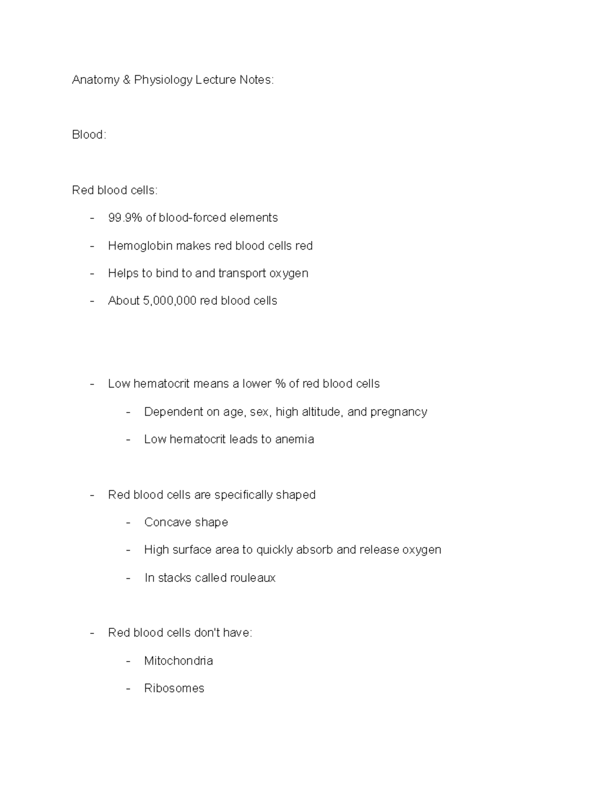 Anatomy & Physiology Lecture Notes blood 2 - Anatomy & Physiology ...