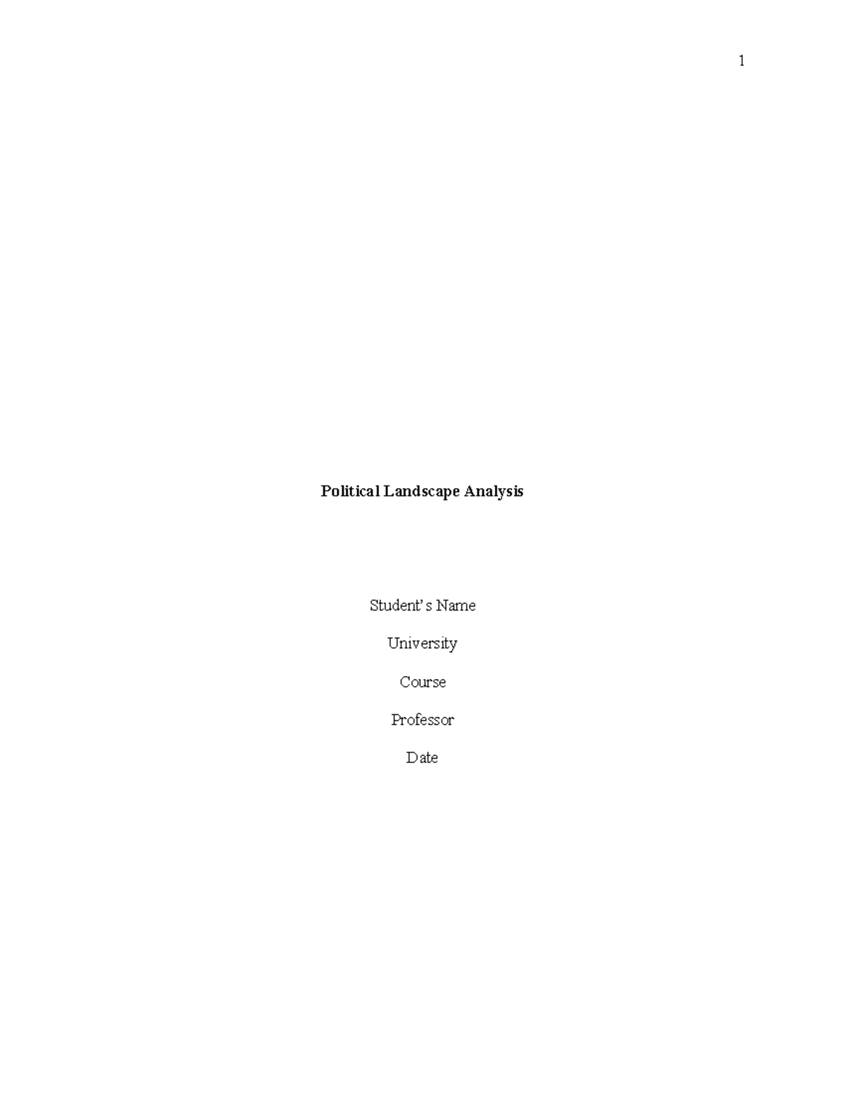 Assessment 1: Political Landscape Analysis in Class 8010 - Studocu