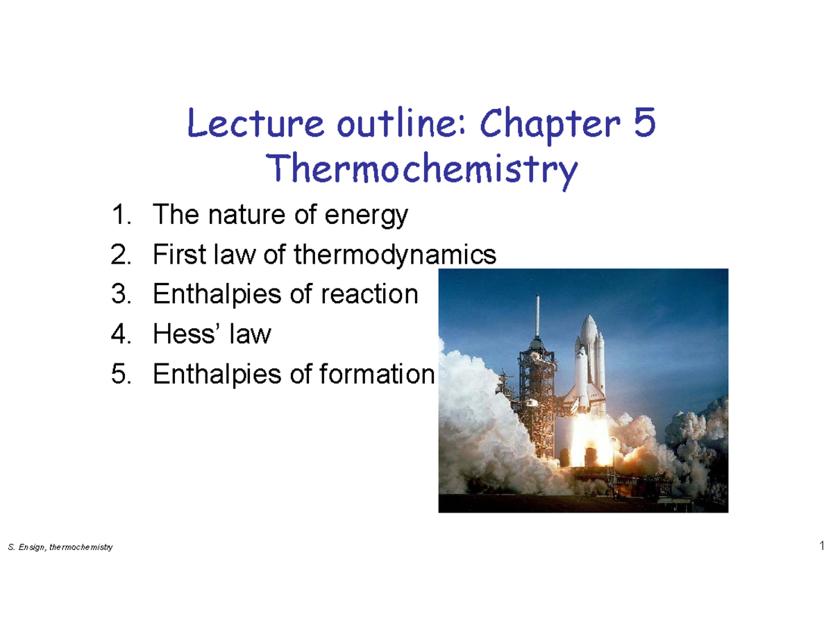 Chem 1210 Lecture: Thermochemistry - Enthalpy & Energy Concepts - Studocu