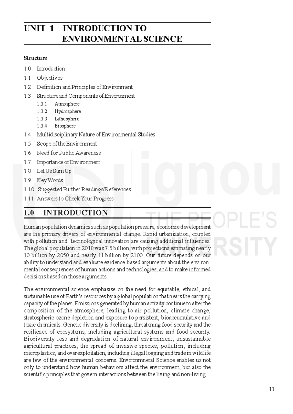 ENV 101: Unit 1 - Introduction to Environmental Science Concepts - Studocu