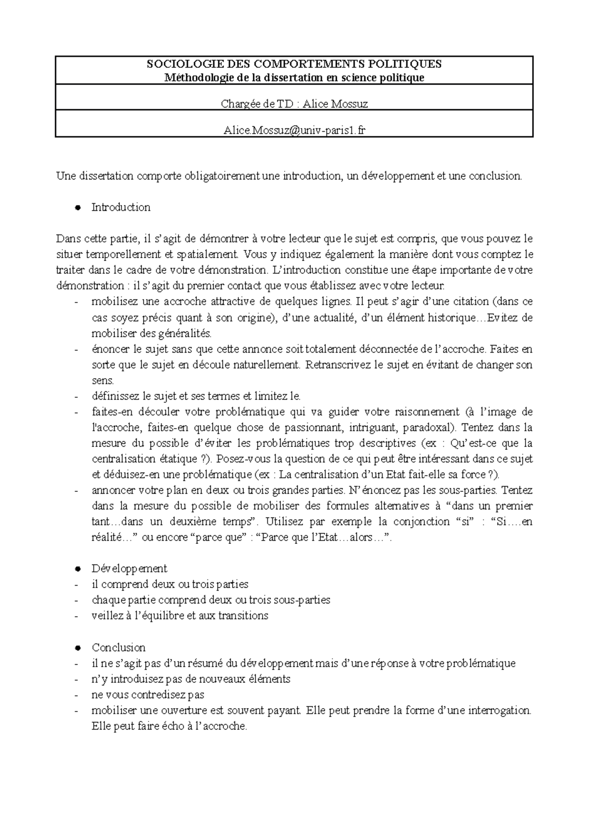 Dissertation en Science Politique : Méthodologie et Structure - Studocu