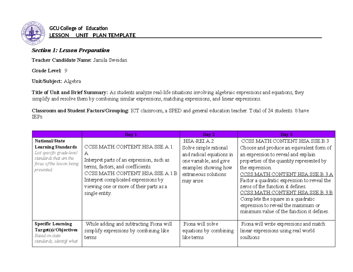 Algebraic Lesson Plan for 9th Grade: Engaging & Effective Strategies ...