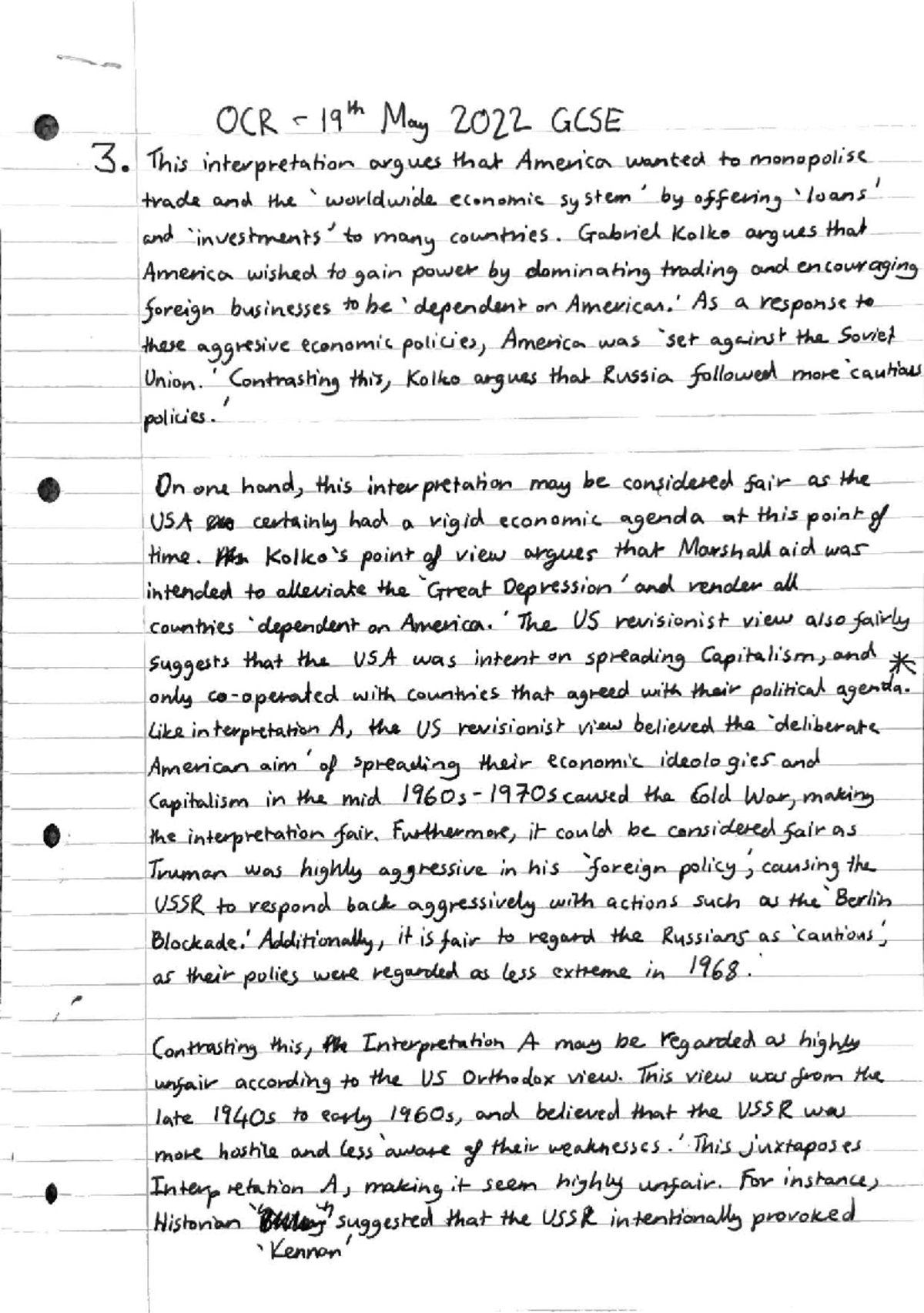 OCR GCSE 3 Interpretations of US and USSR Policies in the Cold War ...