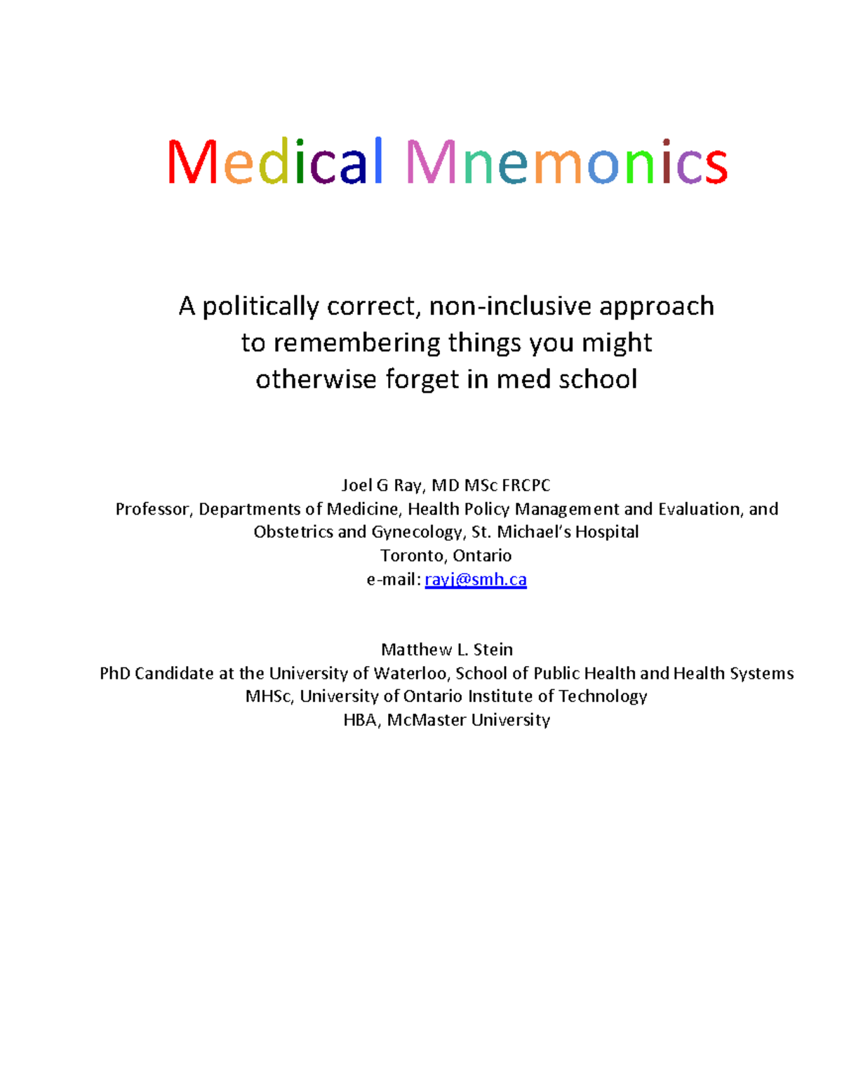 Medical Mnemonics for Med School: A Comprehensive Guide - Studocu
