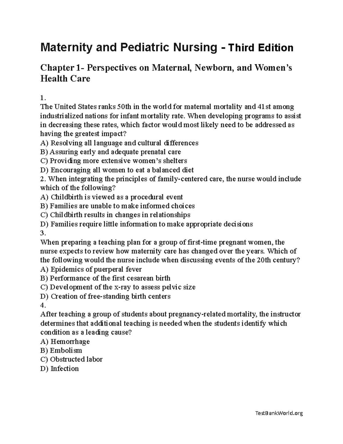 Chapter 01 - Perspectives on Maternal and Women's Health (Peds/Ob ...