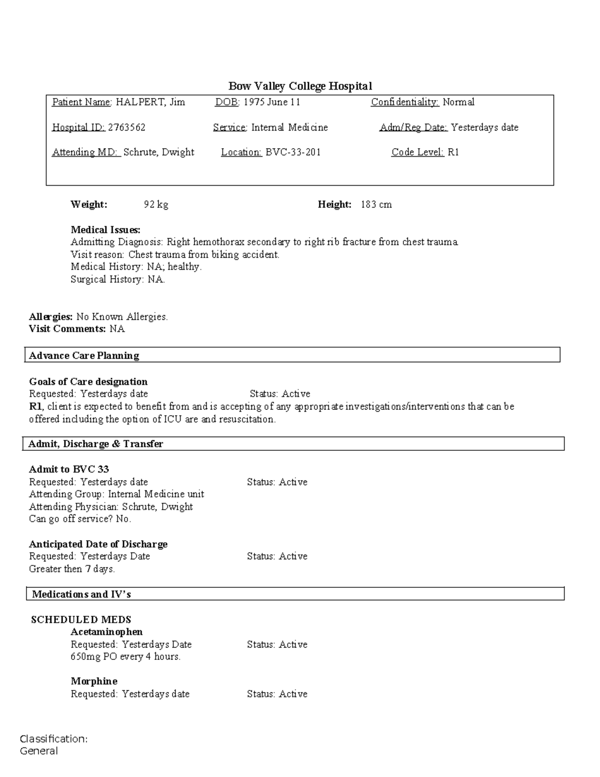 M2-5 Final Exam Patient Care Orders for Jim Halpert - Studocu