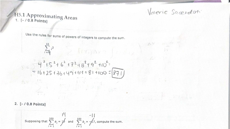 H5.1 Homework: Approximating Areas and Riemann Sums - Studocu