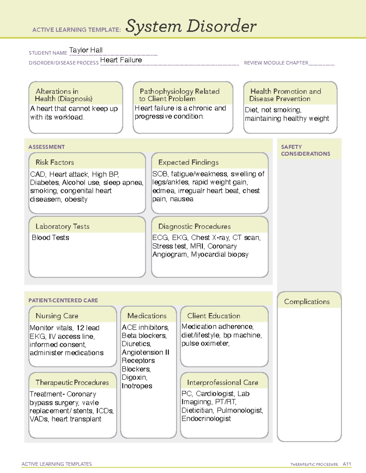 System Disorder Template Heart Failure - ACTIVE LEARNING TEMPLATES ...