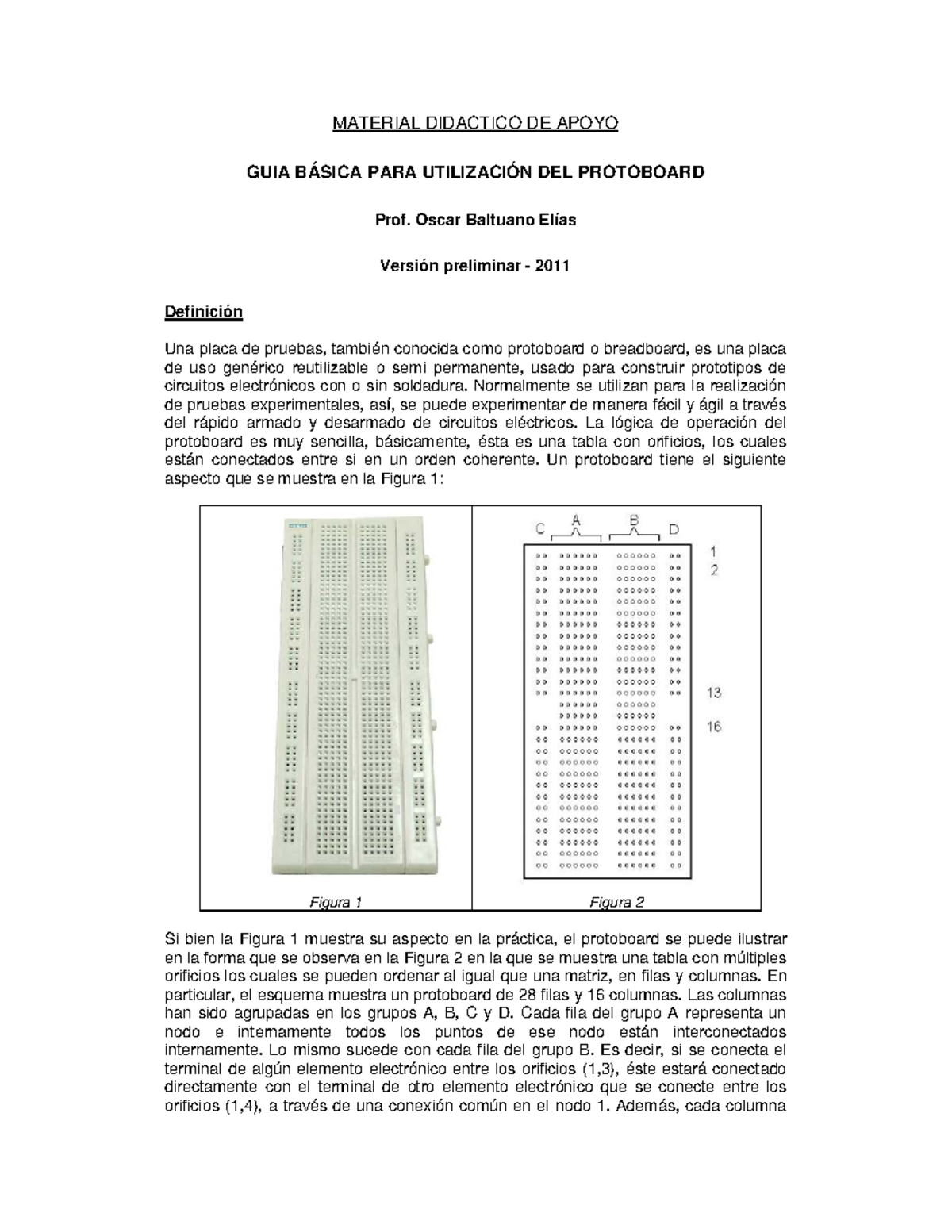 Guía Básica para el Uso del Protoboard - Material Didáctico - Studocu