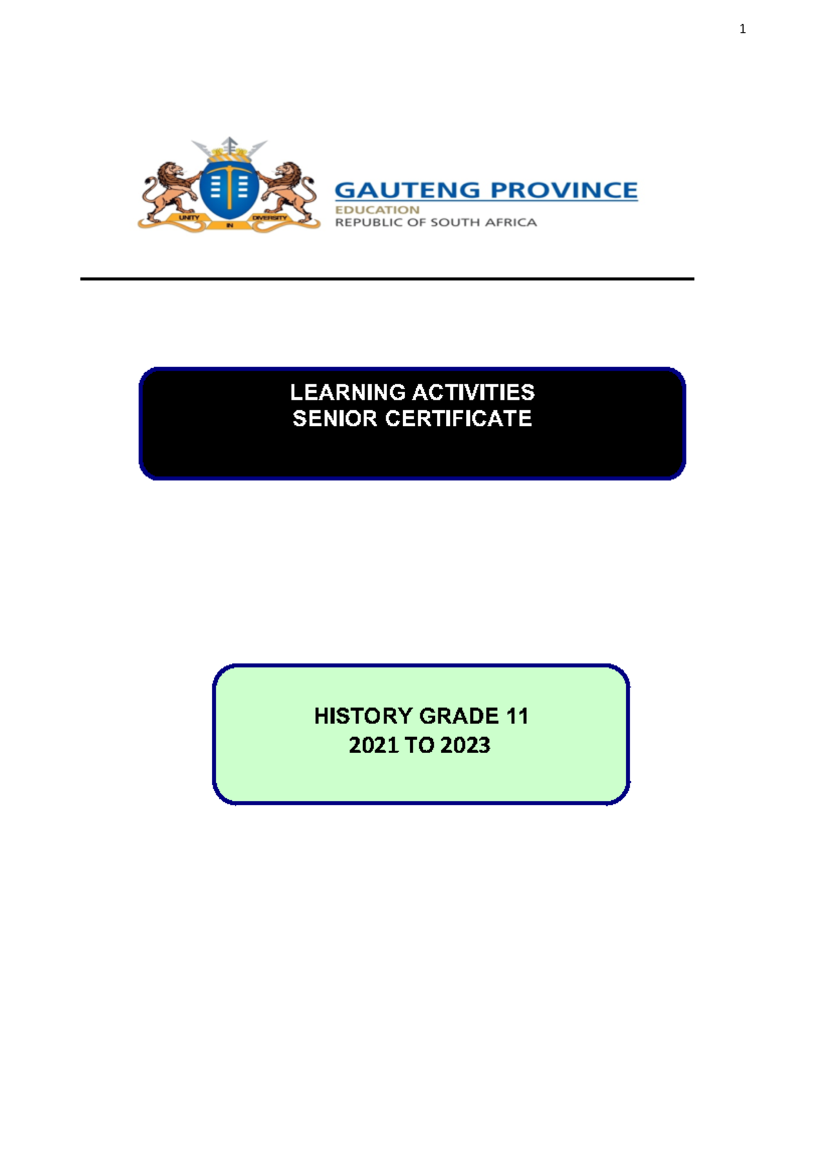 Grade 11 History Relab - Learners Booklet for 2021-2023 - Studocu