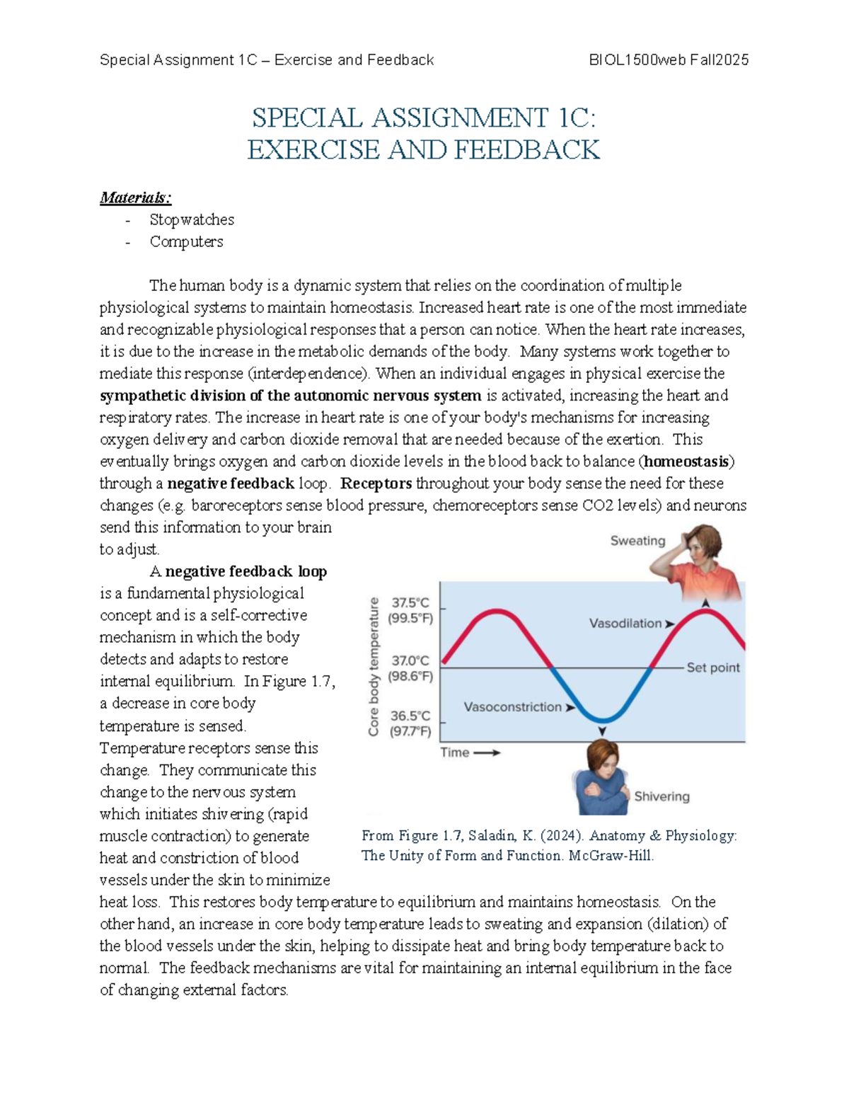 BIOL1500web Fall2025 Special Assignment 1C: Exercise & Feedback - Studocu