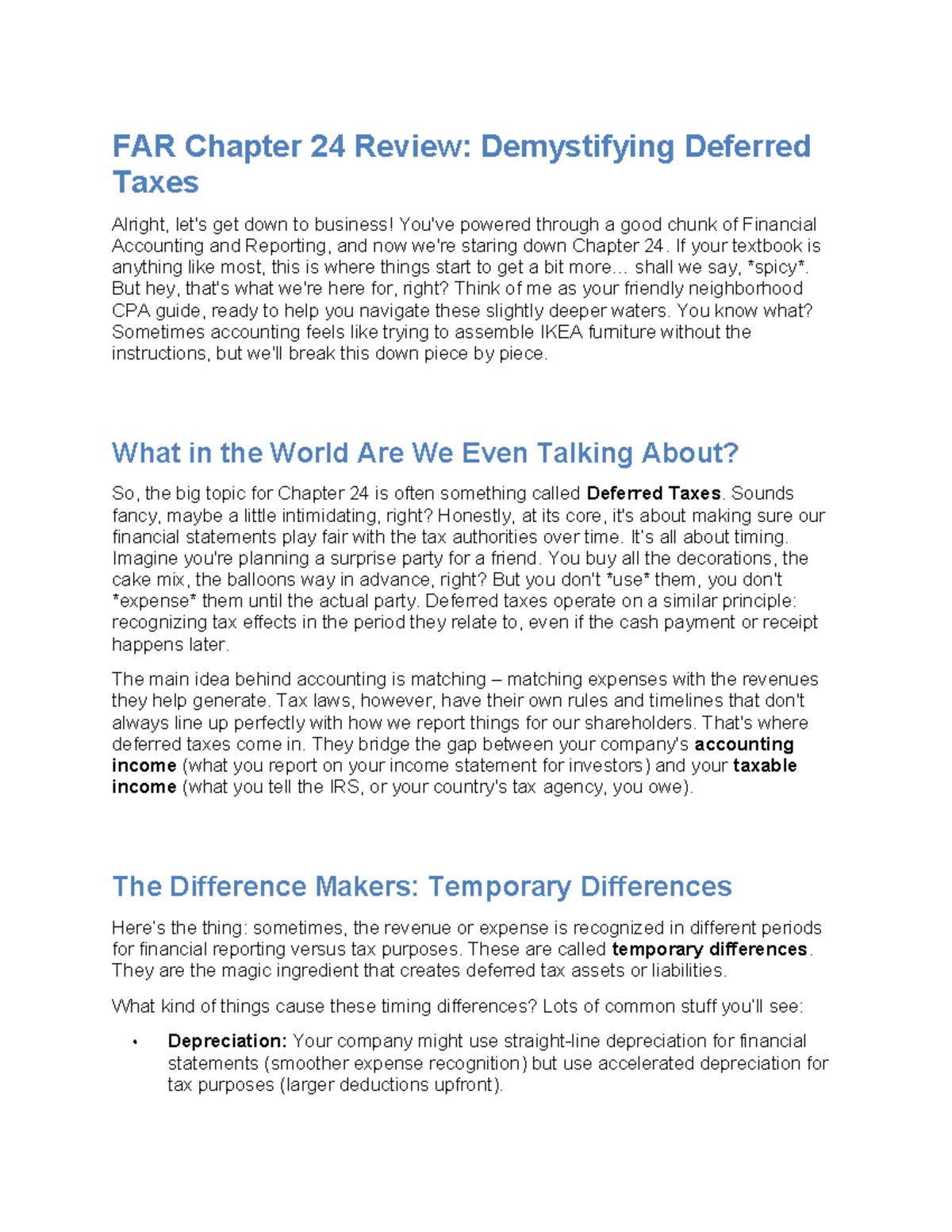 FAR 24 Review: Understanding Deferred Taxes in Financial Accounting ...