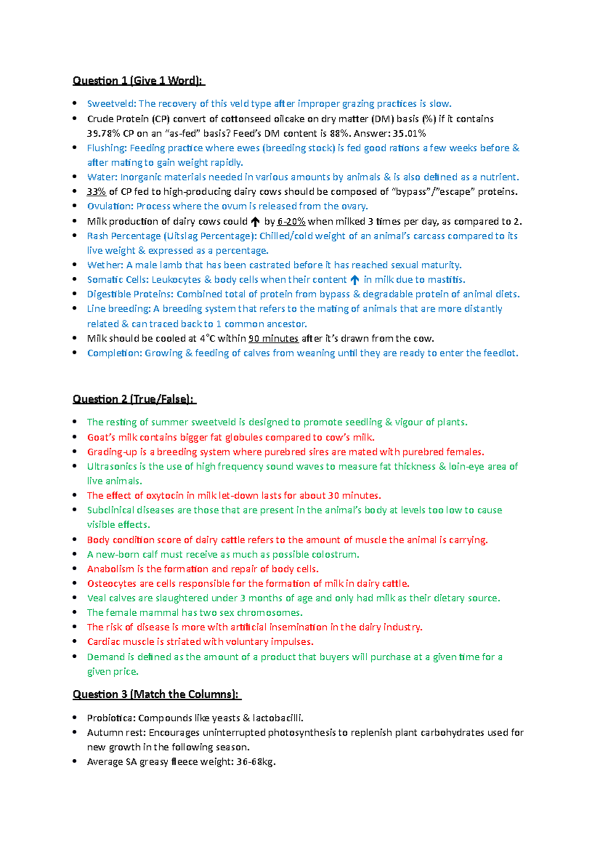 Animal Science Exam Review - 2016: Key Concepts & Practices - Studocu