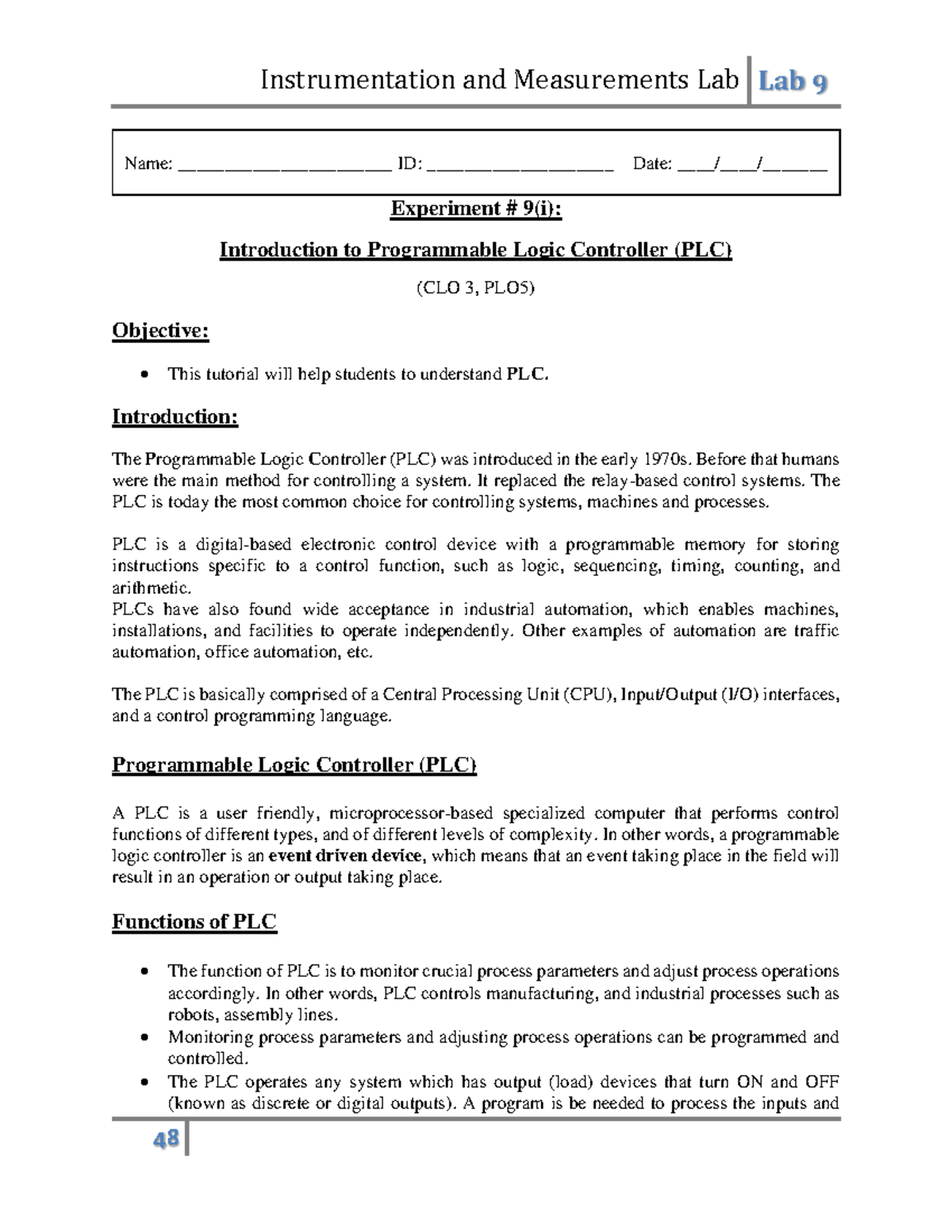 Lab 9 1 - Instrumentation and Measurements Lab Manual - Warning: TT ...