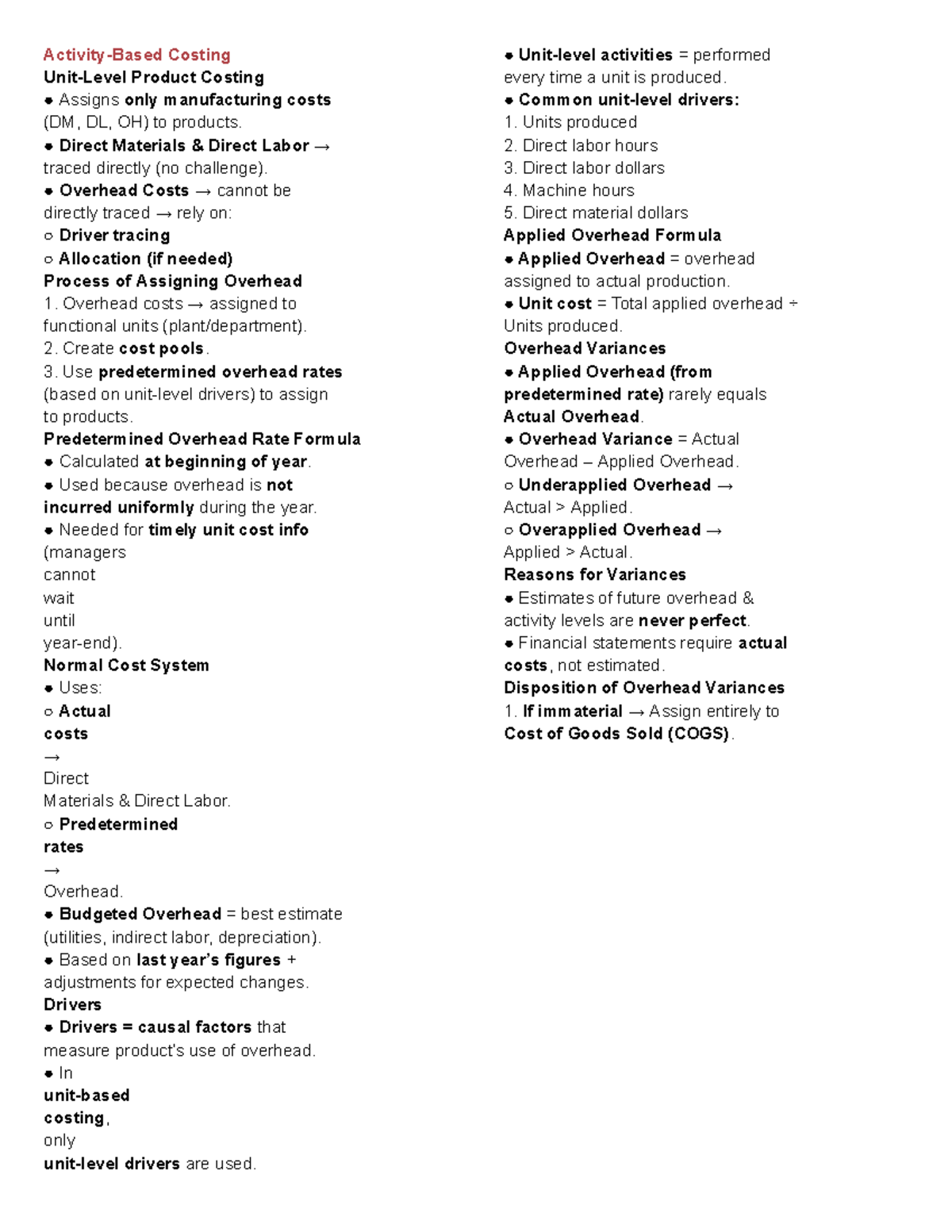 Activity-Based Costing (ABC) Overview and Key Concepts - Studocu