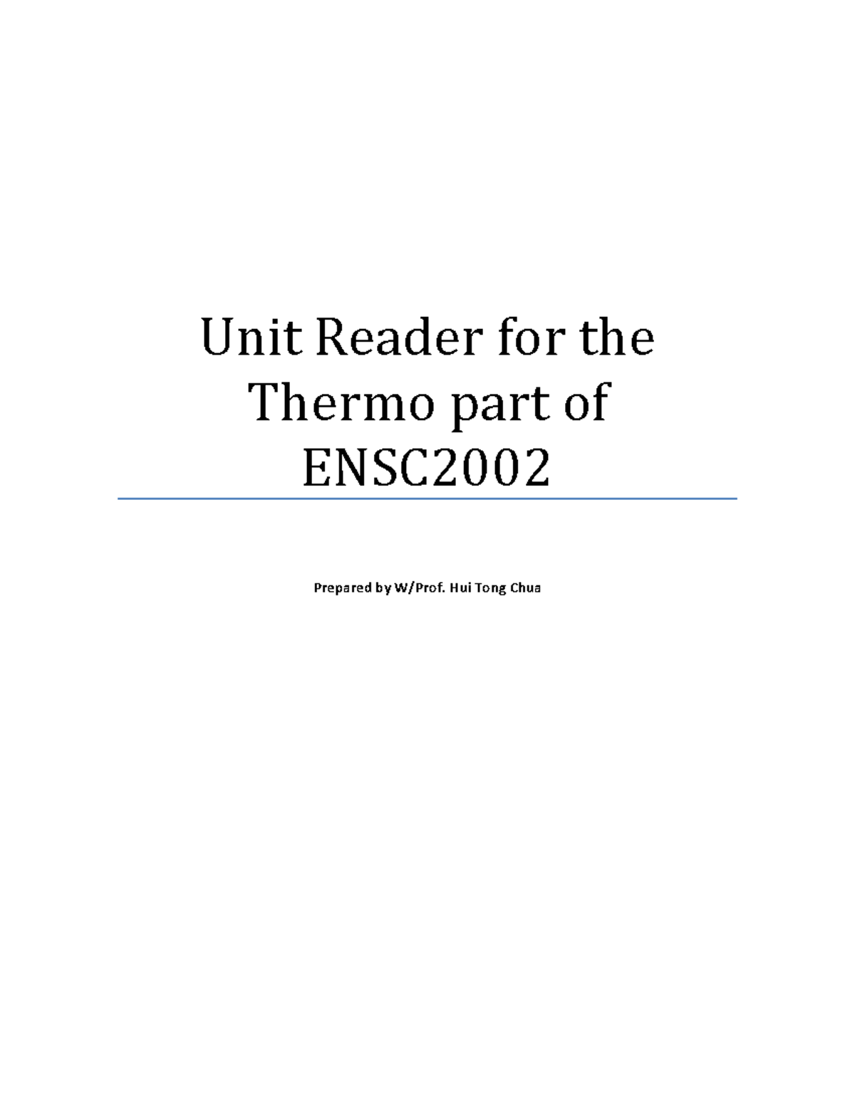 Thermodynamics Unit Reader for ENSC2002: Key Concepts and Principles ...
