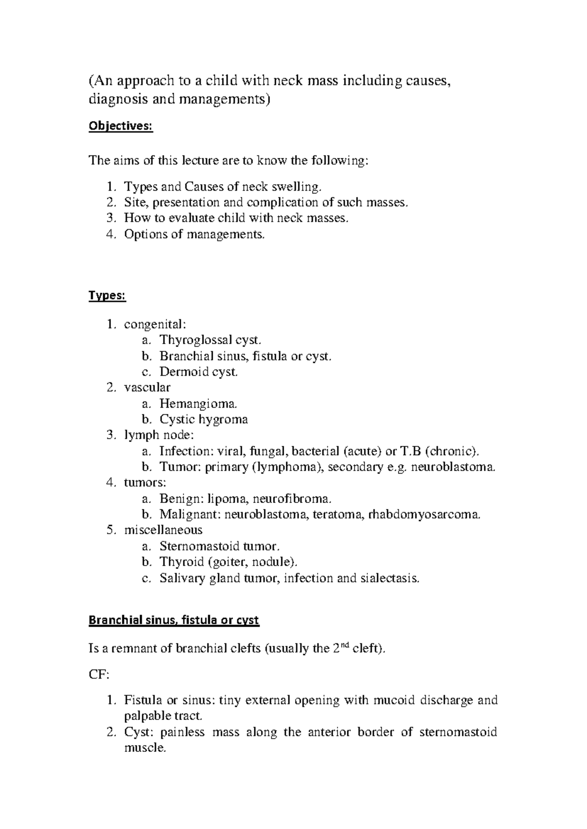 Approach to Neck Masses in Children: Causes, Diagnosis, and Management ...