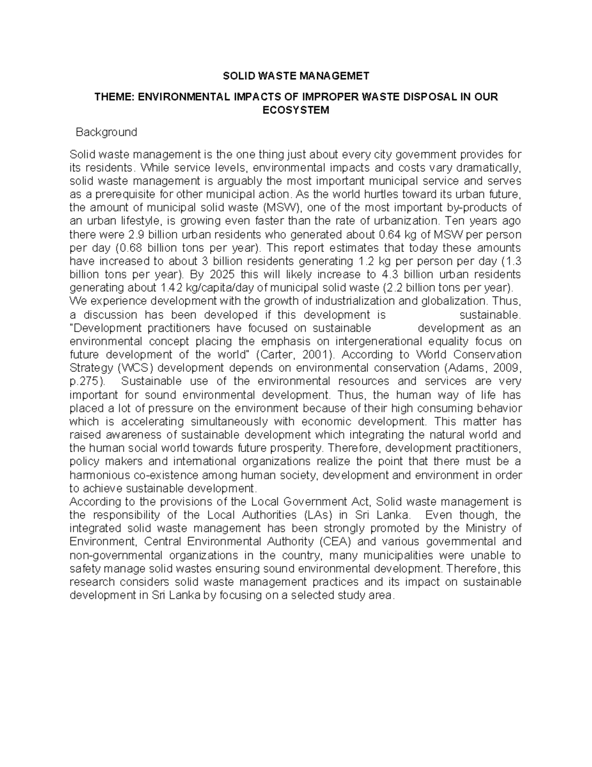 Solid Waste Management Seminar: Environmental Impact & Practices - Studocu