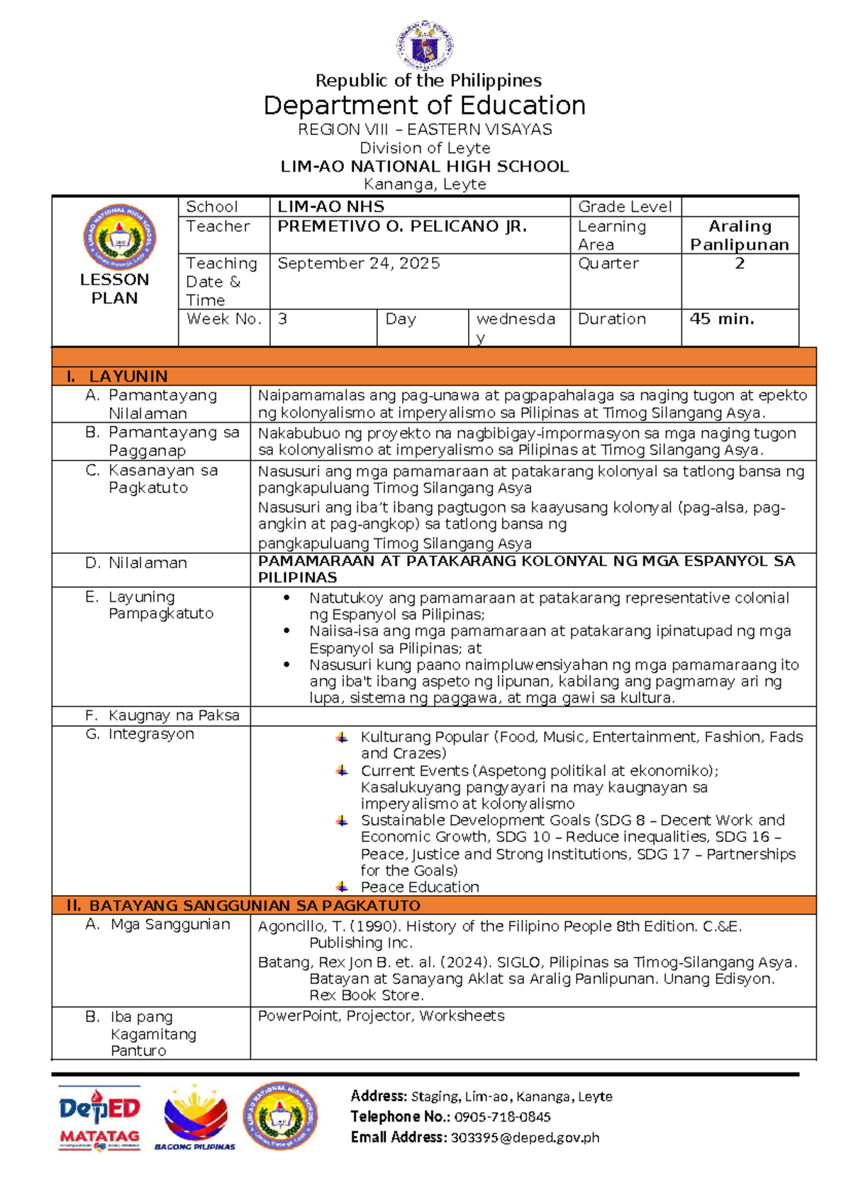 Araling Panlipunan 2 Lesson Plan CO 1 - Kolonyalismo at Imperyalismo ...