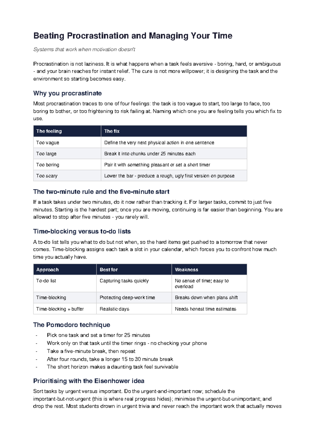 03 Beat Procrastination: Effective Time Management Strategies - Studocu