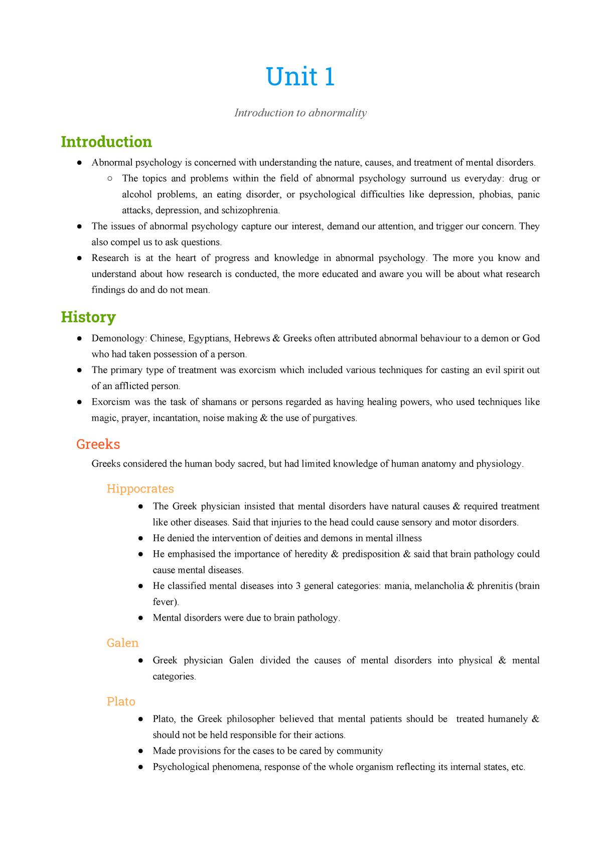 Abnormal Psychology Notes-9-35 - Unit 1 Introduction to abnormality ...