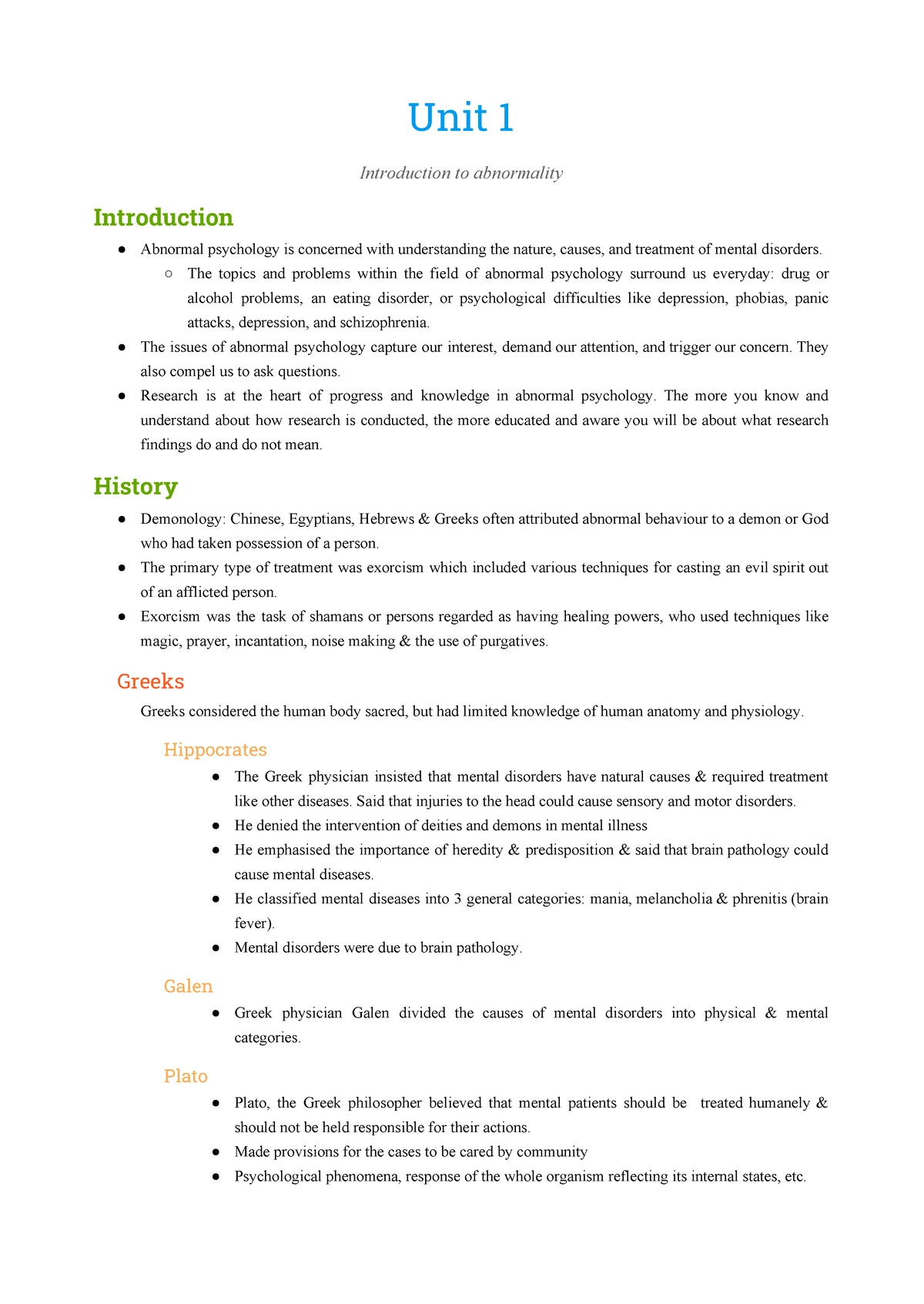 Abnormal Psychology Notes-9-35 - Unit 1 Introduction to abnormality ...