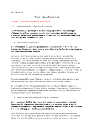 Humanités, littérature et philosophie (HLP) - Terminale - Baccalauréat Général - Studocu