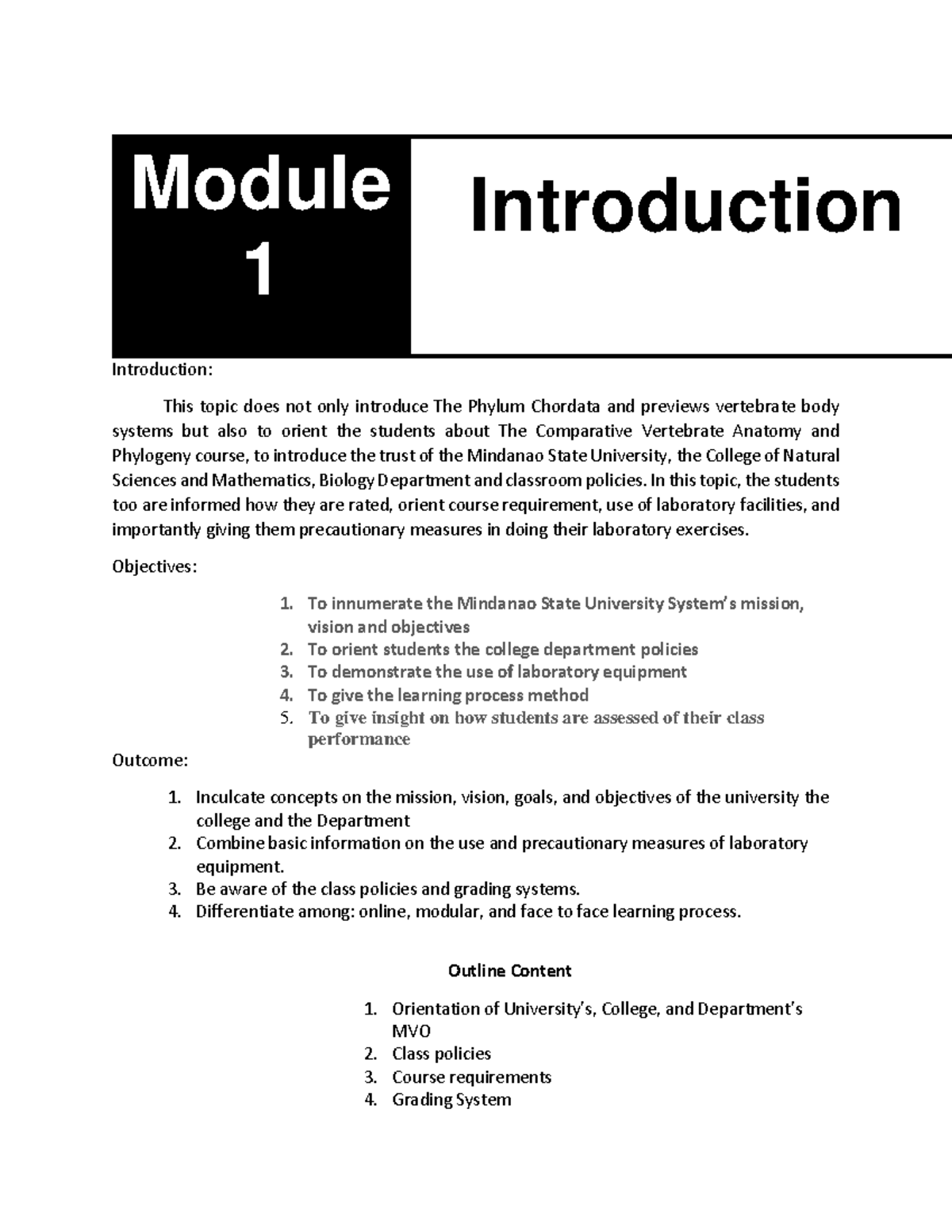 Module 1: Introduction to Comparative Vertebrate Anatomy (BIO 101 ...