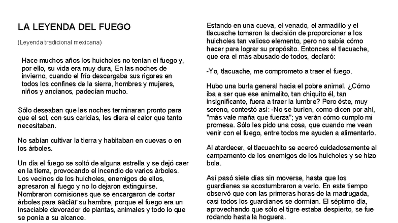 LA LEYENDA DEL FUEGO: Tradición Huichol y su Origen Mágico - Studocu