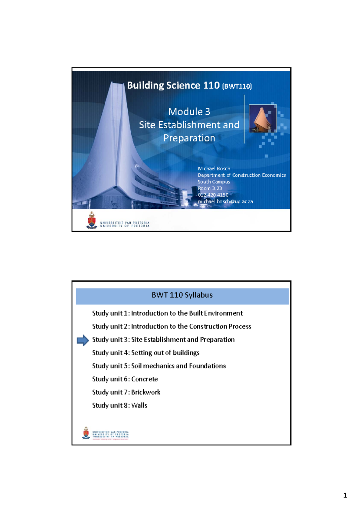 BWT110 Module 3: Site Establishment & Preparation Overview - Studocu