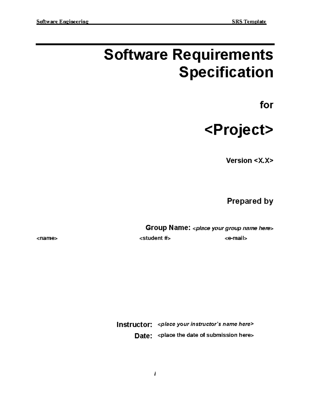 Software Engineering SRS Template - Version for - Studocu