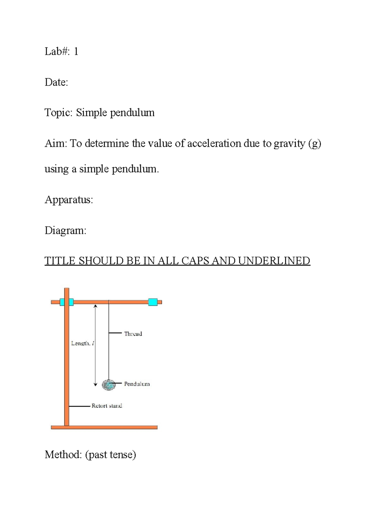 __SIMPLE PENDULUM LAB REPORT__ - Studocu