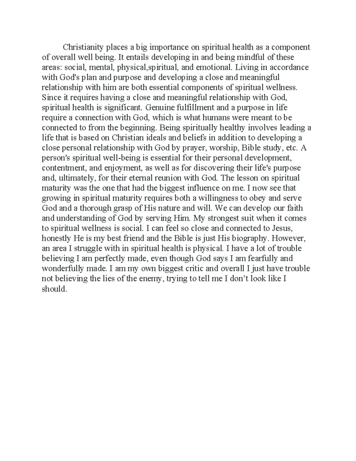Christianity and Spiritual Health: An Essay on Well-Being - Studocu