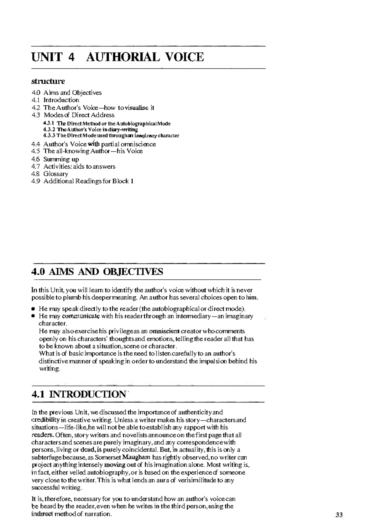 Authorial voice - Writing fluently - UNIT 4 AUTHORIAL VOICE structure 4 ...