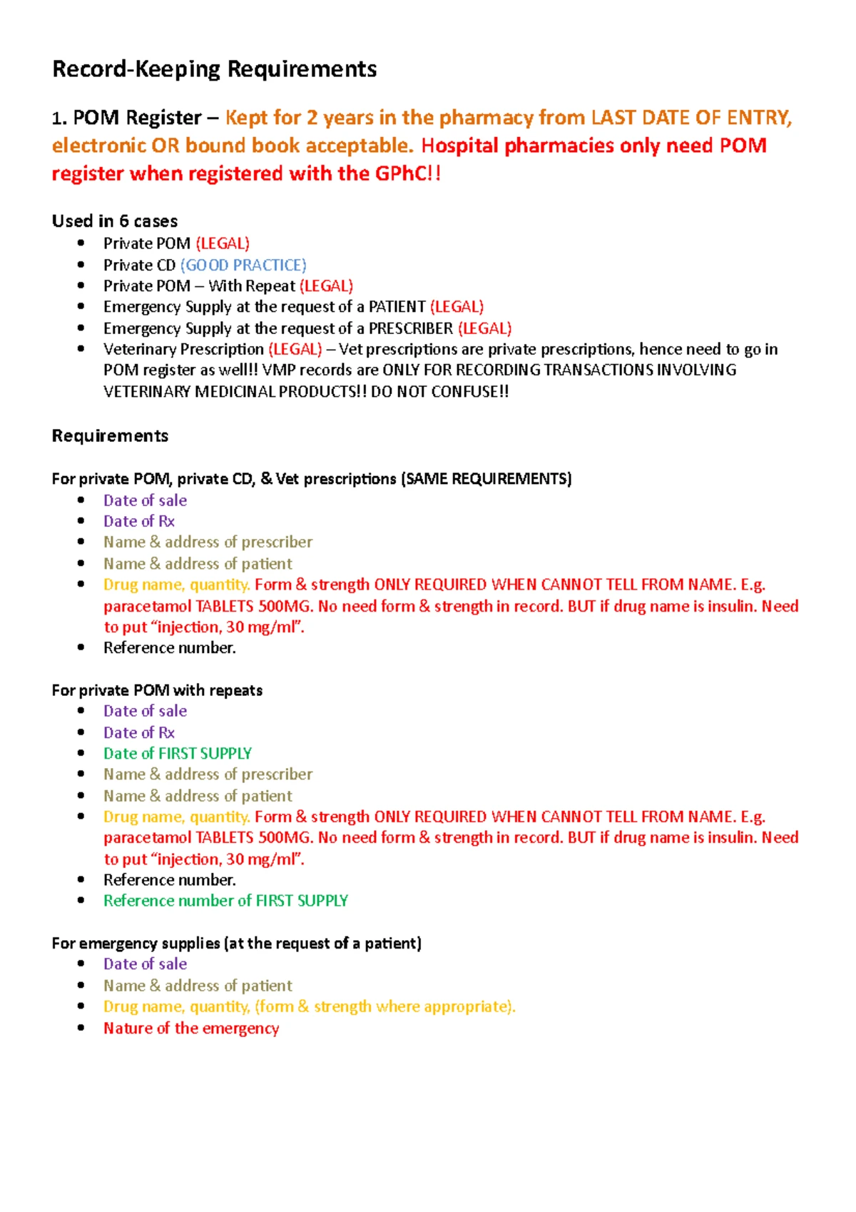 Law Records & Prescription Requirements - Record-Keeping Requirements 1 ...