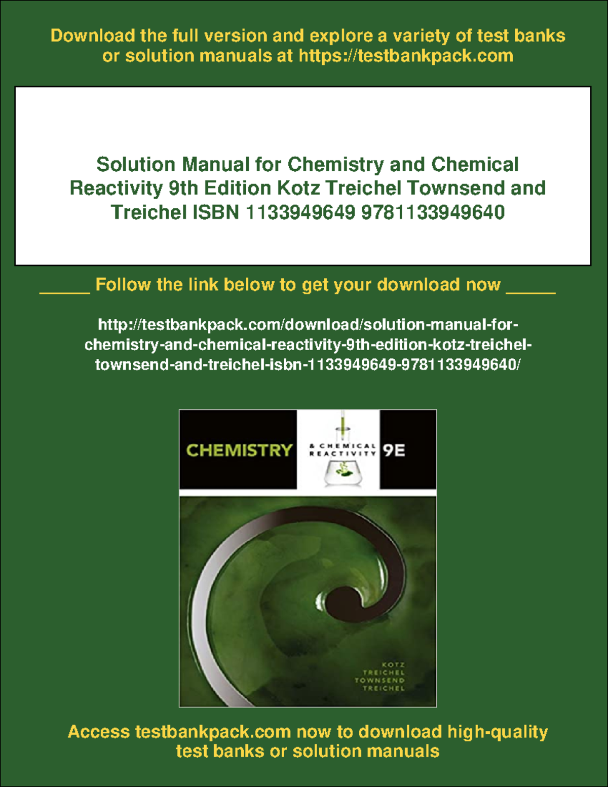 Solution Manual for Chemistry & Chemical Reactivity 9th Ed. (Kotz ...