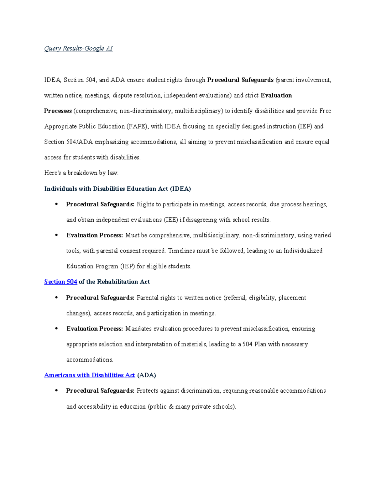 IDEA, Section 504 & ADA: Safeguards for Student Rights in Education ...