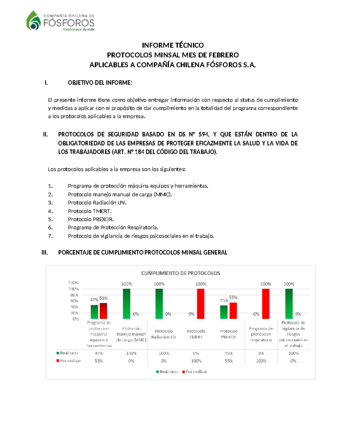 20240229 Informe Técnico Protocolo de Seguridad MINSAL para Fósforos S.A. - Studocu