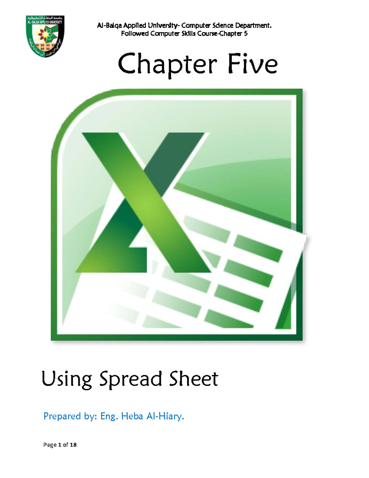 Chapter 5: Using Microsoft Excel 2010 - Computer Skills 5 - Studocu