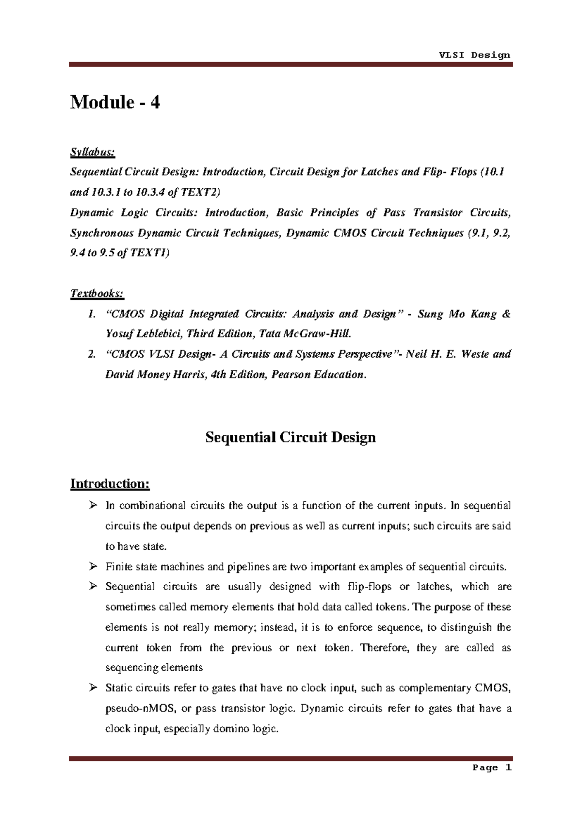 VLSI 4th Module - ECE 7th Sem VTU Notes on Sequential Circuits Design ...