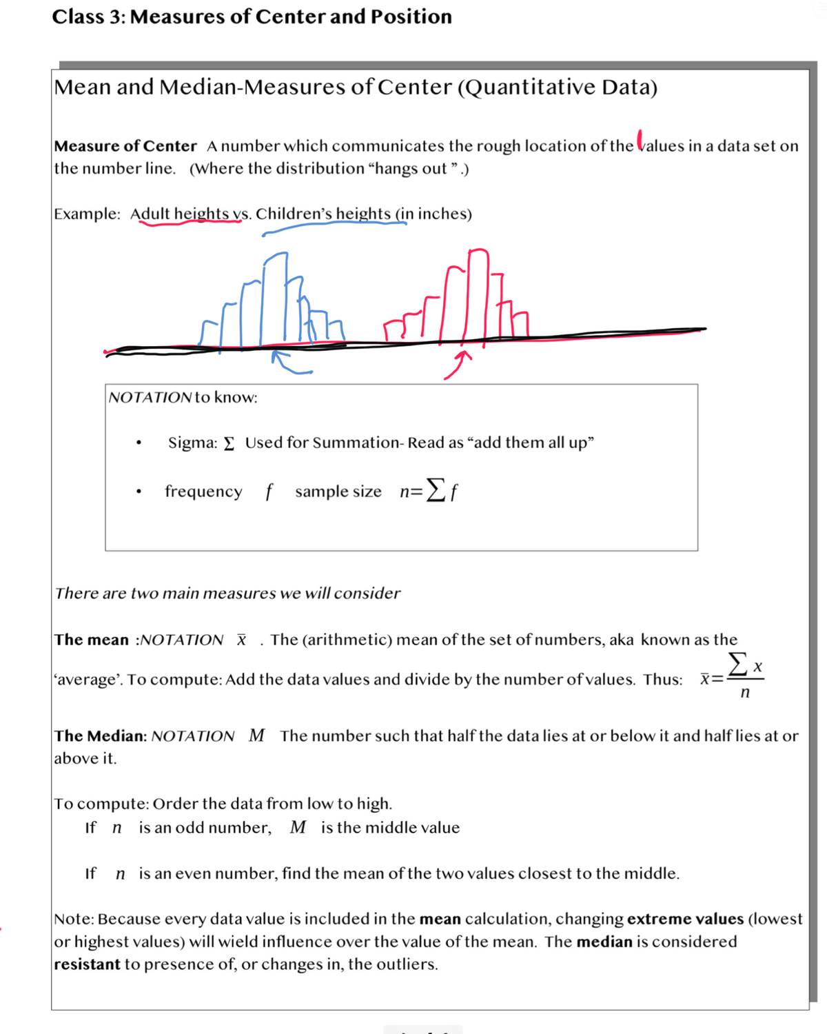 Class 3 Solns - Class 3: Measures of Center and Position Mean and of ...