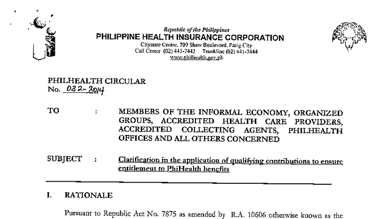 PhilHealth Circular No. 32: Clarification on Qualifying Contributions ...