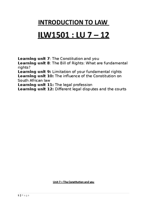Introduction to law- Learning Unit 1 - 1.1 Legal norms and other norms ...