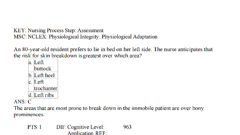 Nursing Process Assessment & Implementation: NCLEX Test Bank - Studocu