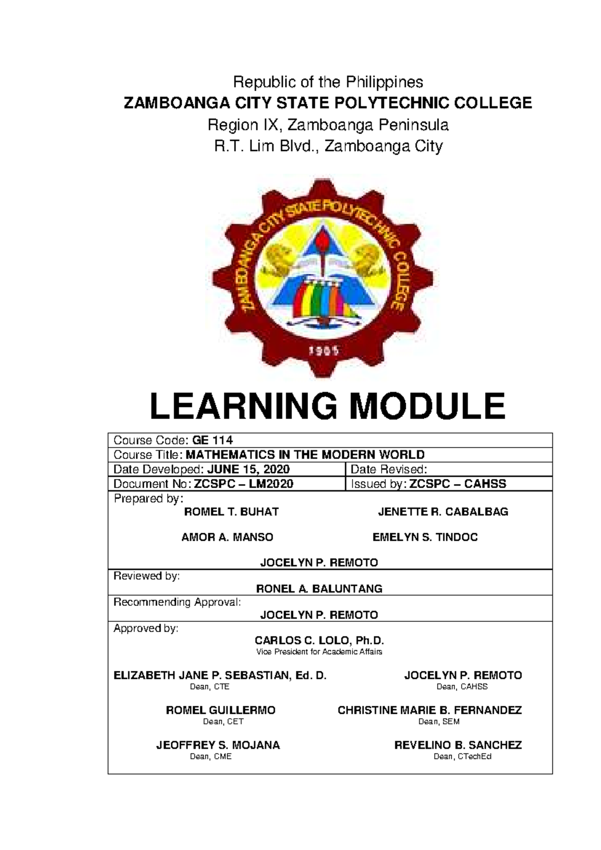 GE 114 Module 1: Lessons on Mathematics in Nature and Patterns - Studocu