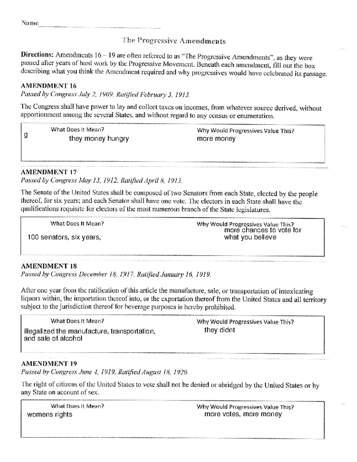 Tucker Tapp - the progressive era amendments worksheet - g more money ...