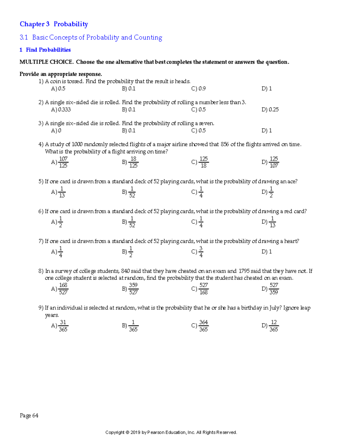 Les7e ptb 03 - ……. - Chapter 3 Probability 3 Basic Concepts of Probability and Counting 1 Find ...