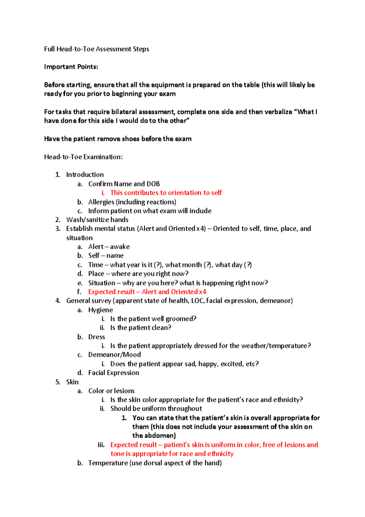 Comprehensive Head-to-Toe Assessment Guide for Healthcare Students ...