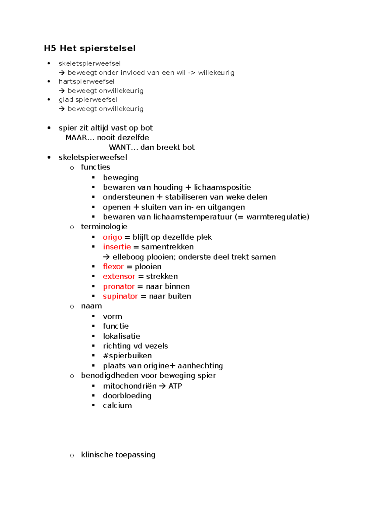 Anatomie & Fysiologie - H5: Het Spierstelsel en Spierweefsel Functies ...